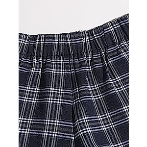 MakeMeChic Women's Elastic Waisted Plaid Shorts Lounge Pajama Shorts Navy Blue L