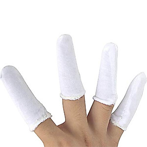 Onwon 100 Pieces Finger Cots Cotton Finger Guards Elastic Fabric Finger Gloves Finger Protection