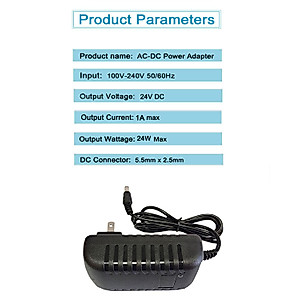 24v dc Power Supply 24v 1a Power Supply AC 100v-240v to DC 24v 1a ac dc Switching Power Supply Adapter, dc 24v Power Cord with 5.5mmx2.5mm Plug