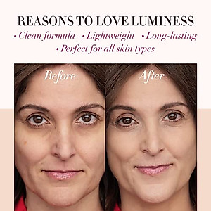 LUMINESS Silk Airbrush Spray Foundation Makeup Starter Kit- Full Coverage Foundation, Primer & Dual-Sided Buffing Brush-Buildable Coverage, Anti-Aging Formula Hydrate & Moisturize (Shade-Light Medium)