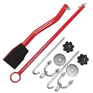 XtremepowerUS 300LBS Motorcycle Dirt Bike ATV Motorcycle Bike Scissor Jack Lifts Hoist Mini Crank Hydraulic Foot Operated Lift, Red