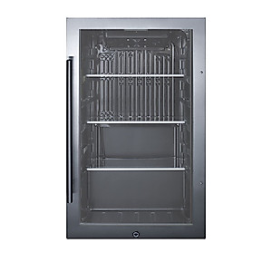 Summit Appliance SPR488BOSADA Shallow Depth Indoor/Outdoor Beverage Cooler, ADA Compliant, Built-in Capable, Weatherproof Design, 17" Shallow Depth, Double Pane Tempered Glass Door, Automatic Defrost
