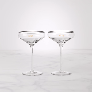 Kate Spade New York Cheers to Us Dirty & Neat Martini Glasses, 0.88, Clear