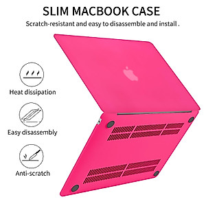 Seorsok Compatible with MacBook Air 13 Inch Case2022 2021 2020 2019 2018 Release A1932 A2179 M1 A2337 Touch ID,Plastic Hard Shell Case with Keyboard Cover-Hot Pink