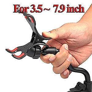 TECOTEC Suction Cup Phone Holder for Car Windshield & Dash, Extra 3M Adhesive Mounting Disk 8" Flexible Gooseneck Arm with Double Clip Mount Multi Purpose Use for Cellphones/GPS/Antenna/Dash Cam etc