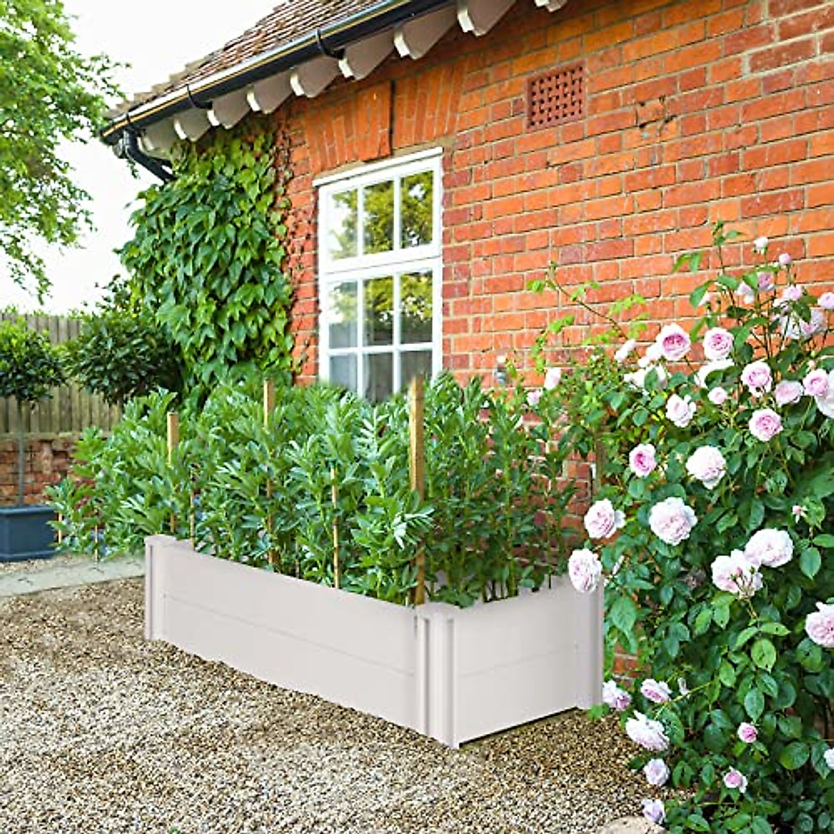 Arlopu 45.3'' X 22.4'' X 13'' Raised Garden Bed, Outdoor Vinyl Plant Box, PVC Above Ground Planter Kit, HDPE Raised Bed, Easy DIY Assembly, for Vegetables, Flowers, Herbs, Fruits, Succulents, White