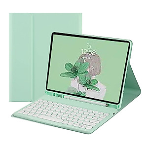 HENGHUI Keyboard Case for Fire HD 10 Plus/HD 10 (Only for 11th Generation, 2021 Release) Cute Round Key Color Keyboard Wireless Detachable BT Keyboard Cover (MintGreen)