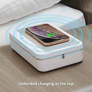 UV Sterilizing Box with Wireless Charger | UV Light Sanitizer Box | Fast Wireless Charging for Phone | Phone Accessories | Mobile Phone Sanitizer | Phone Screen Disinfecting (Brown)
