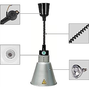 LINKANRUO Adjustable Heat Lamp for Parties Buffets, Food Heat Lamp Kitchen Lights Buffet Server Food Warmer Metal Chandelier, for Parties Buffet Restaurant, Keep Food and Dishes Warmer Lamps