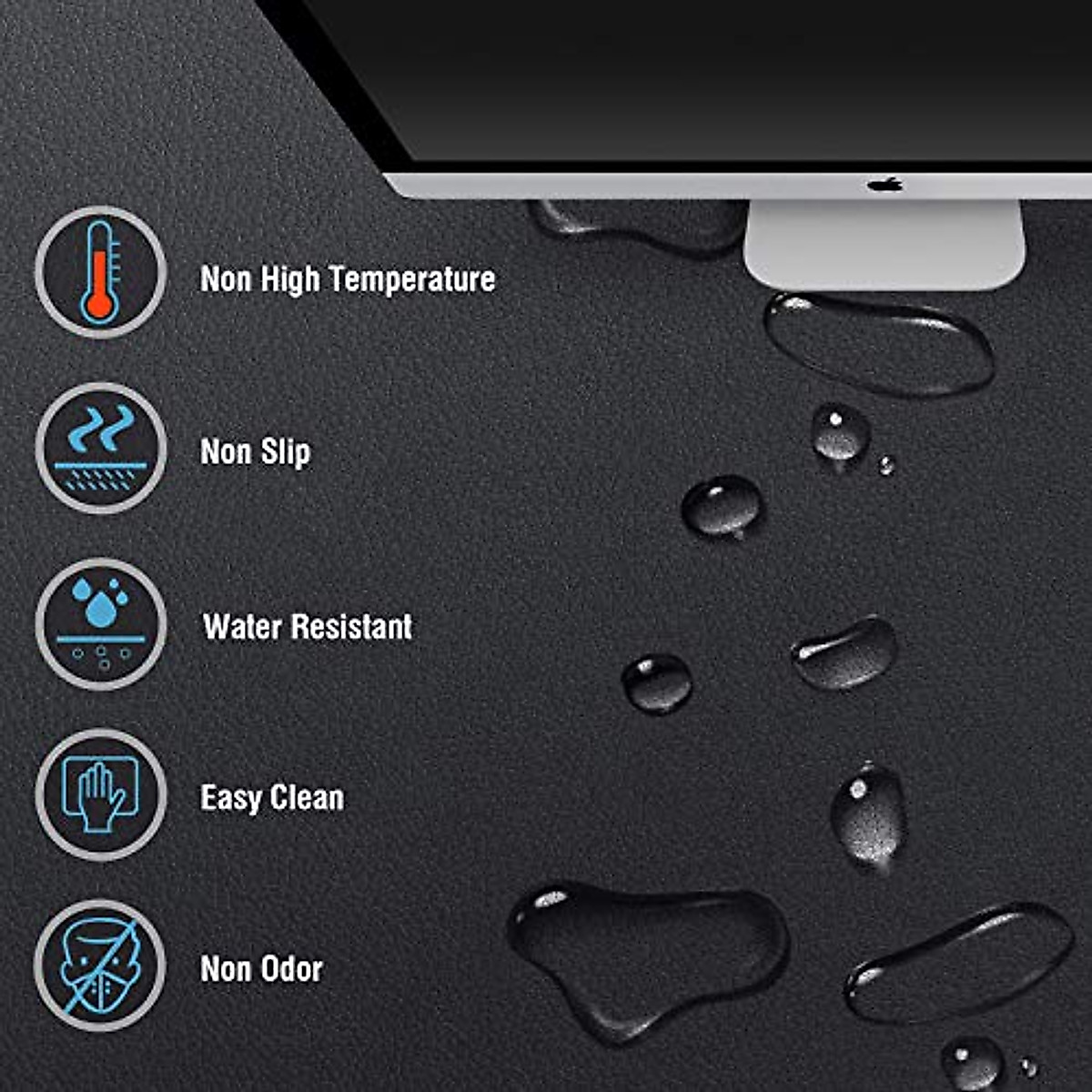 Solucky Leather Mat Desk Pad & Blotter Protector, Flat, Non Slip, 17 x 12 Inches, Black, Ideal for Office and Home