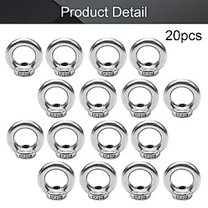 MroMax 20Pcs Lifting Eye Nut M8 Metric Female Thread Ring Shape Nut 304 Stainless Steel Round Shape Fastener Lifting Ring for Rope Fitting Silver