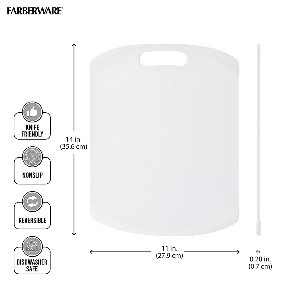 Farberware Nonslip Cutting Board, 11x14 Inch, Translucent White