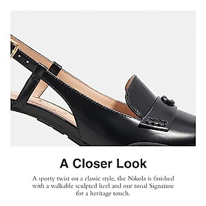Coach Women's Nikola Leather Hybrid Slingback Pump, Black, 7