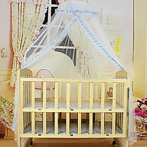 HEVIRGO Bed Canopy Mosquito Net, Hanging Travel Netting Curtains, Play Tent Bedding, Baby Bed Mesh Dome Curtain Mosquito Net Durable Toddler Crib Cot Canopy Bed Net - Beige