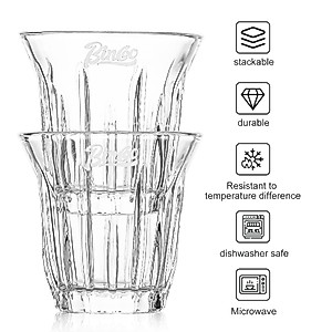 Bincoo Glass Coffee Mug Set 2x90ML, Clear Glass Coffee Mugs with Wooden Coasters, Coffee, Cappuccino, Latte, Espresso Glass Cup Heat Resistant