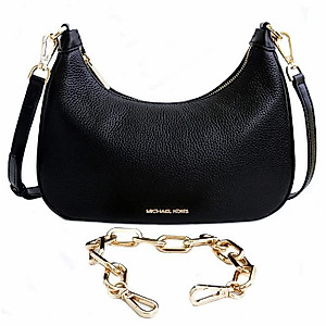 Michael Kors Ladies Shoulder Bag Cora Large Leather Chain Zip Pouchette (Black)