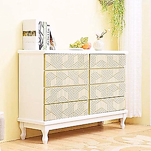 Gold and Beige Geometry Stripped Hexagon Adhesive Decorative Contact Paper Removable Shelf Drawer Liner Sticker Vinyl Film Wall Arts and Crafts Decor 17.7 inch by 9.8 Feet(Gold)