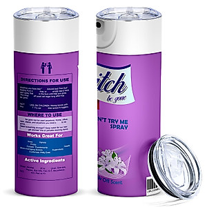 TUMBTU Be Gone Funny Tumbler Gift Interesting Party Cup 20oz Skinny Tumbler 18/8 Stainless Steel Fake Nozzle Cup Coffee Mug with Lid (Purple)