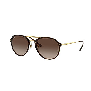Ray-Ban RB4292N Blaze Double Bridge Square Sunglasses, Light Havana/Brown Gradient Dark Brown, 62 mm