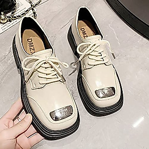 Women Casual Shoes Fashion Spring New Pattern Round Toe Thick Heel Square Heel Comfortable Shoes Womens Shoes Size 8 Dress Casual White