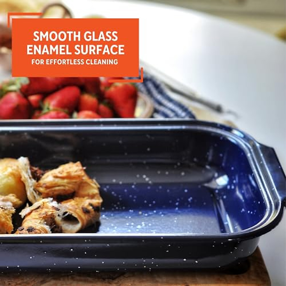 Imusa Traditional Blue Speckled Roaster/Baking Pan 12" x 7.8”