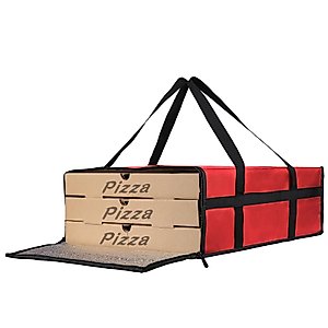Bodaon Insulated Pizza Delivery Bag, 20" x 20" x 6" Pizza Warmer Bags for Carry Hot, Doordash Bag, Food Warmers for Parties, Pizza Pack Insulation, Pizza Carrier for Door Dash/Grubhub (Red, 1Pk)