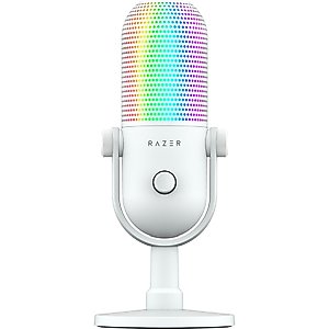 Razer Seiren V3 Chroma RGB USB Microphone: Stream & Game Reactive Lighting - Tap-to-Mute Sensor Condenser Mic - Digital Gain Limiter & Shock Absorber PC, Discord, OBS Studio, XSplit White (Renewed)