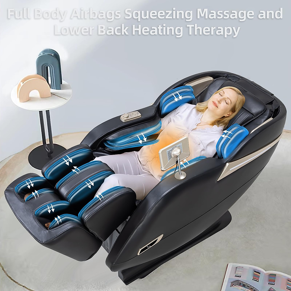 MassaMAX Full Body Massage Chair, Zero Gravity Recliner with Yoga Stretch, SL Track, Airbags, Heating, Touch Screen, and Foot Massage (MD906-Black)