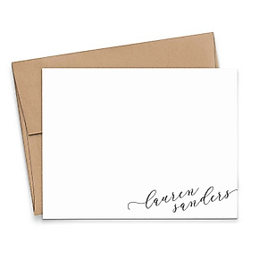 Personalized Stationery for Women, Personalized Script FLAT OR FOLDED Note Cards with Envelopes Set, Personalized Stationary for Women, Your Choice of Colors and Quantity