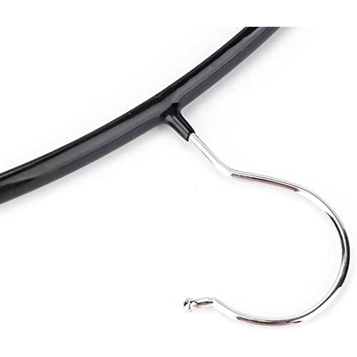 BESSLEE Black Clothes Hangers for Closet 5 Pack, Heavy Duty Metal Hangers for Coats Shirts Pants Sweaters Jackets or Suits, Non-Slip Rubber Coated, Contour Shoulder Ends No Bump, 16.14” Long