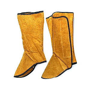 QWORK Fireproof Shoe Leg Cover Leather for Welding Welder Work Boot Protectors, Welding Safety Boot Covers, Leg Guards Gaiters, Men and Women