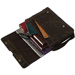 18 inch Vintage Leather Full Flap Messenger Handmade Bag Laptop Bag Satchel Bag Padded Messenger Bag Brown (messenger brown) (brown)