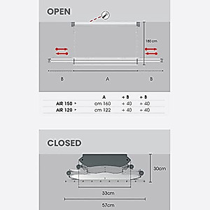 foxydry Air, Wall and Ceiling Clothesline, Electrical Drying Rack, with Remote Control in Aluminium and Steel (Ceiling Mounted, 150)