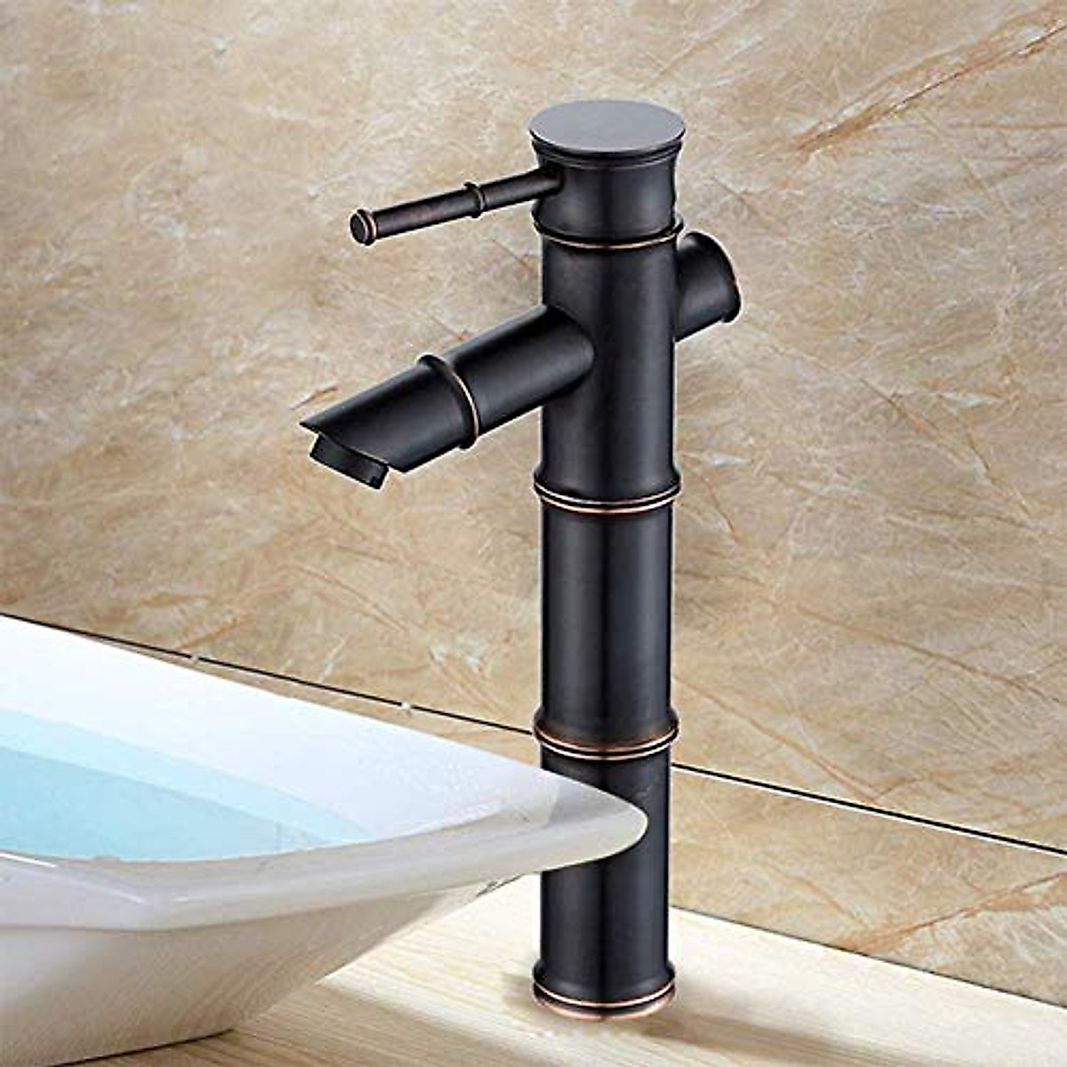 SH-CHEN Taps Bathroom Countertop Copper Faucet Black Hot and Cold Mixed Faucet Washbasin Sink Antiseptic Faucet Suitable for Bathroom Kitchen Toilet Garden (with Hose) Taps for Bathroom