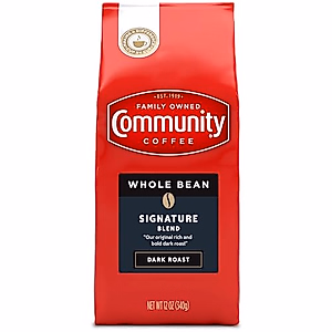 Community Coffee Signature Blend Dark Roast 72 Ounce, Premium Whole Bean Signature Blend, 12 Ounce Bag (Pack of 6)