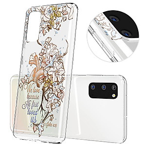 Cavka Phone Case Compatible with Samsung Galaxy A73 A72 5G A71 A54 A52 A42 A34 A32 A14 A11 Clear Cover Scripture Bible Verse We love because He first loved US 1 John 4:19 Slim Quote Silicone Heart