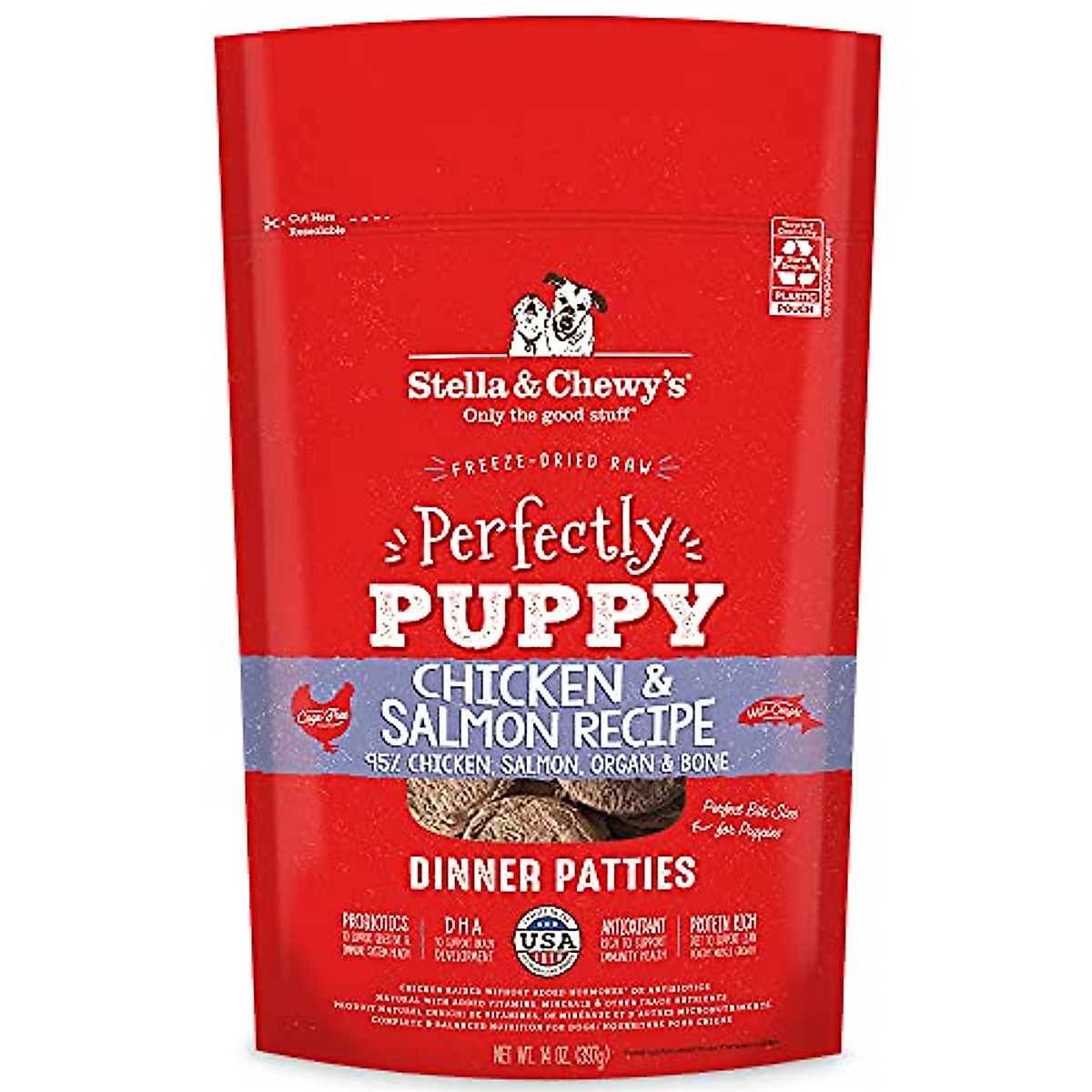 Stella & Chewy’s Freeze Dried Raw Dinner Patties – Crafted for Puppies – Grain Free, Protein Rich Perfectly Puppy Chicken & Salmon Recipe – 14 oz Bag