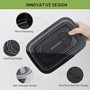 Ginzeca Meal Prep Containers Reusable[50Pack] 28oz Food Storage Containers with Lids, Thickened Leakproof To Go Food Containers, BPA-Free, Safe Storage of Food, Stackable, Microwave and dishwasher