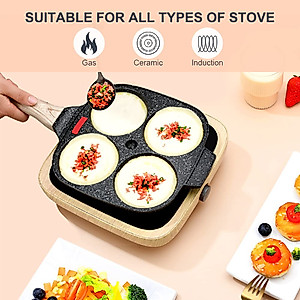 Bobikuke Egg Pan, Egg Frying Pan with Lid Nonstick 4 Cups Pancake Pan Fried Egg Pan for Breakfast - Black