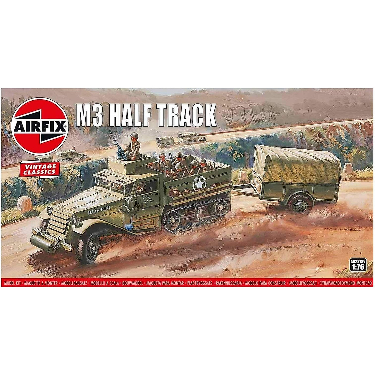 Airfix Model Tank - A02318V M3 Half-Track, Plastic Model Kits for Adults & Kids 8+, 1:76 Scale, Skill Level 2, WW2 Theme Military Models, World War 2 Tanks