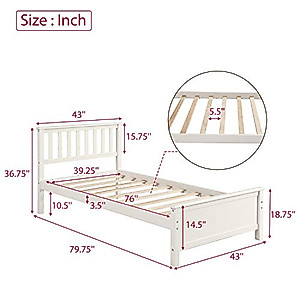 Merax Twin Bed Frame, Platform Bed with Headboard, Footboard and Wood Slat Support, No Box Spring Needed