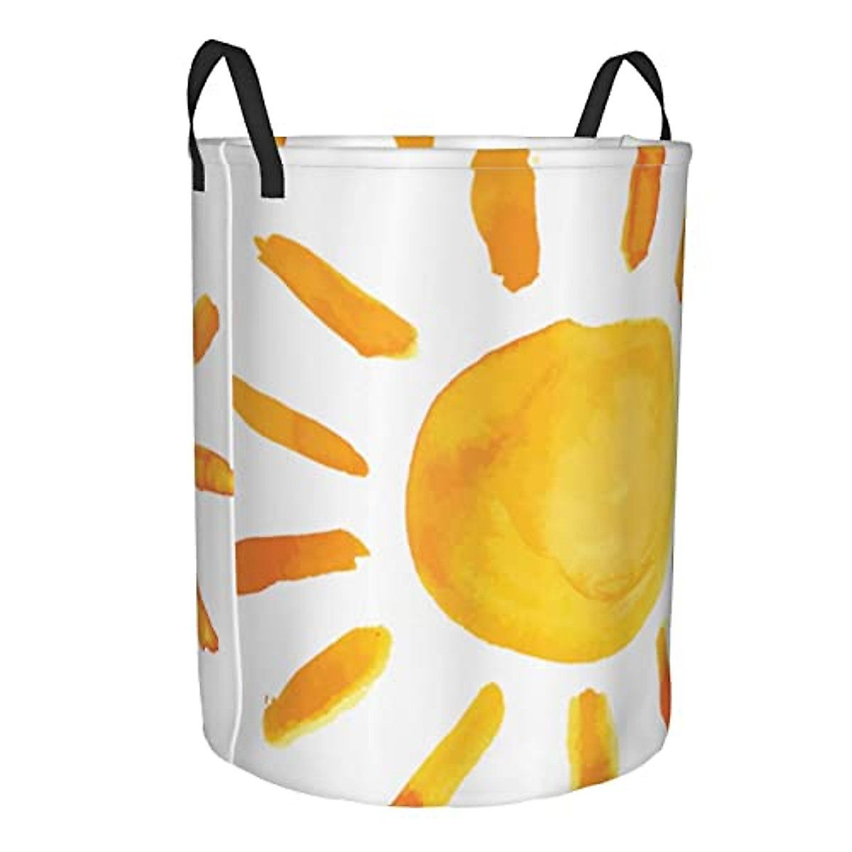 Laundry Basket,Sun Childish Watercolor Brush Painting Style Kids Nursery Playroom Picture,Large Canvas Fabric Lightweight Storage Basket/Toy Organizer/Dirty Clothes Collapsible Waterproof For College Dorms-Large