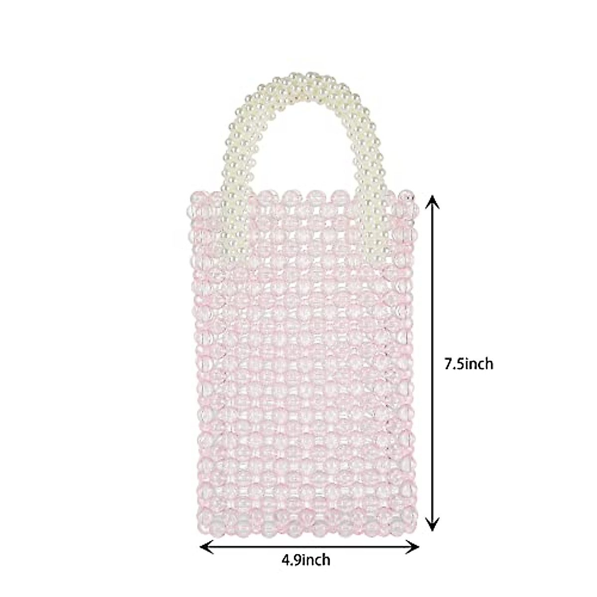 YUSHINY Women Transparent Acrylic Beaded Top-Handle Clutch Vertical Evening HandBag for Wedding Party (Pink)