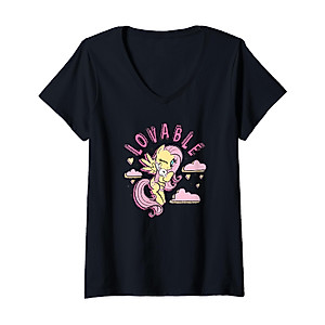 My Little Pony: Friendship Is Magic Fluttershy Lovable Logo V-Neck T-Shirt