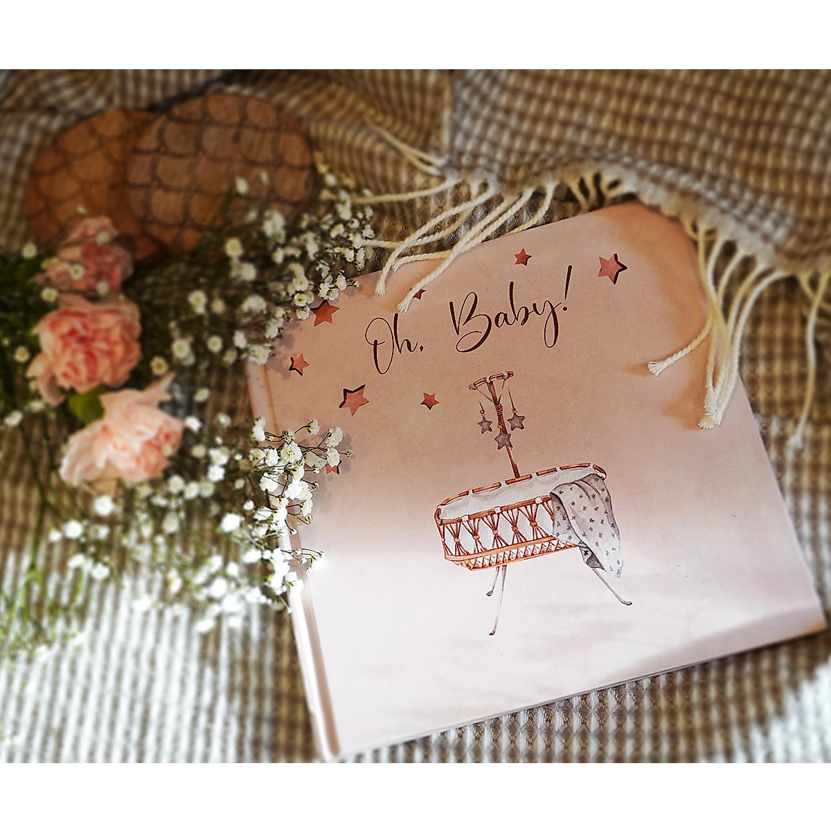 Chamich Baby Shop Chamich Oh Baby Memory Book, Boho Style Baby Photo Album, Gender Neutral Gift For Baby, Baby Photo Journal, Beige, 9 inches X 9 inches