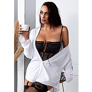 ACELANDY Women Corset Lingerie Bodysuit Set & Plus Size Corset Lingerie Tummy Control Sexy Lingerie for Women Black