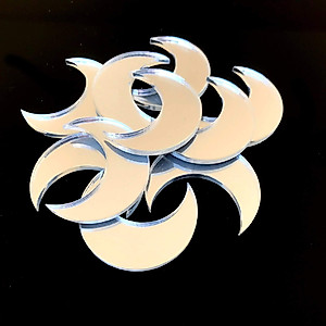 Super Cool Creations Moon Shaped Crafting Mirrors, Set of 10, Many Colours, Shatterproof Acrylic, Bronze Mirror, Pack of 10 x 9cm