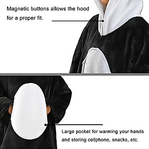 Solaris Panda Wearable Blanket Hoodie for Kids - Warm Soft Gift, Oversized Cozy Sherpa Fleece Sweatshirt Pullover for Teens, Girls, Boys, Large Pocket