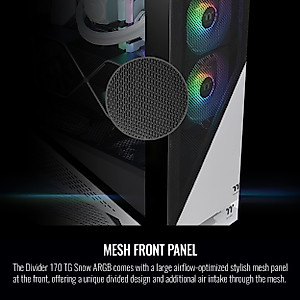 Thermaltake Divider 170 TG ARGB Motherboard Sync mATX Computer Case with 2x120mm ARGB Fan Pre-Installed, Tempered Glass Side Panel, Ventilated Front Mesh Panel, CA-1S4-00S6WN-00, White