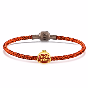 CHOW SANG SANG 999 24K Solid Gold Mini Charm Wealthy Pocket Charme Blessing Bracelet for Women 92978C